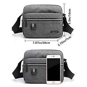 Small Canvas Crossbody Bag for Men,Small Shoulder Bag, Mini Messenger Bag for Cell Phone, Portable mobile phone coin bag (B-Grey)