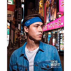 Tokyo Misfit - Japanese Headbands for Men & Women, Sweat Band, Workout, Yoga, Fashion, Running, Sports, Basketball, Bandana (Wave-Seigaiha)