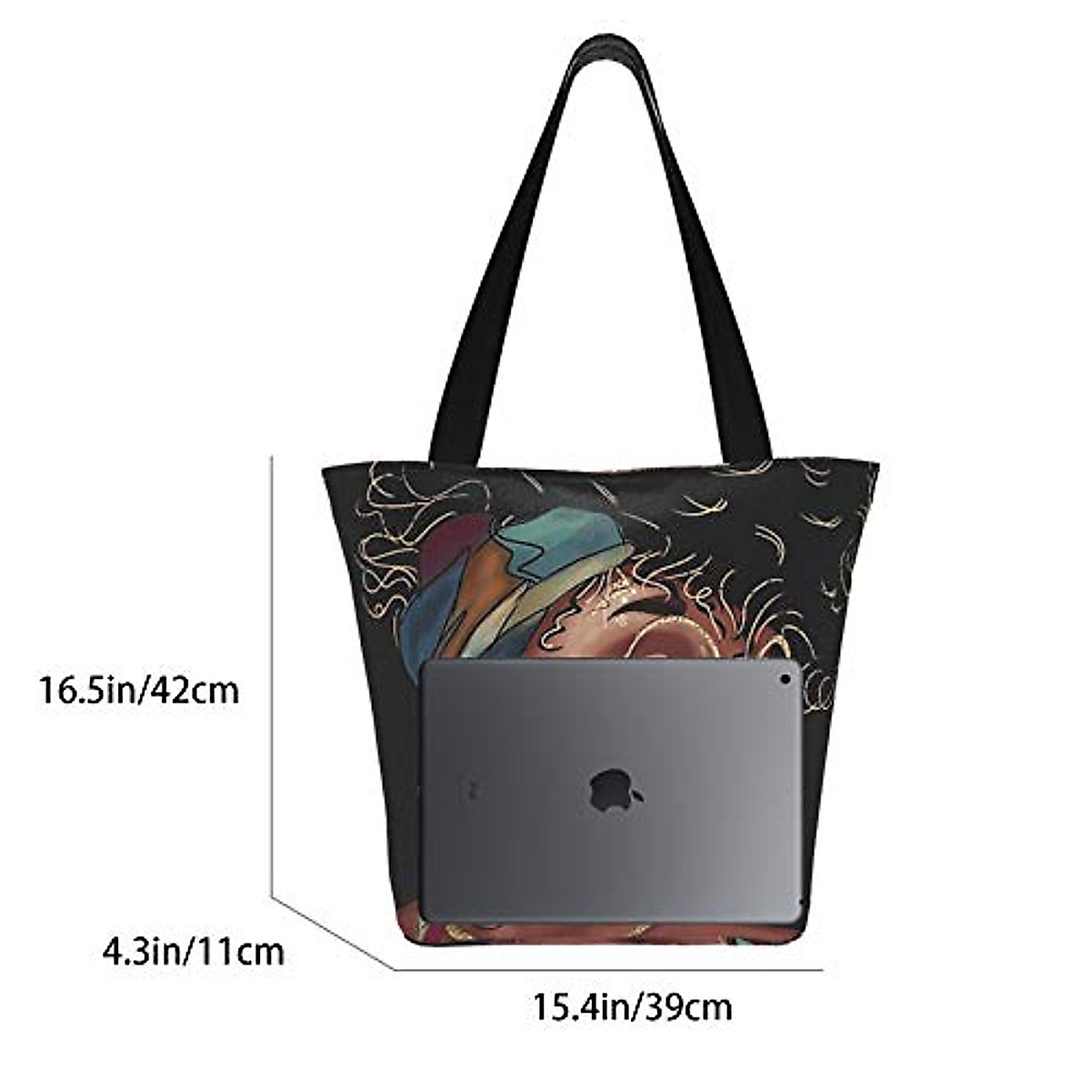 Women's Tote Shoulder Bag Melanin Queen Black African American Natural Afro Shopping Handbag