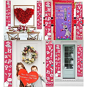 90shine 2PCS Valentines Day Decorations Lighted Banners - Valentine Door Porch Signs Heart Love Hangings Wall Decor Party Supplies(Not Batteries Included)