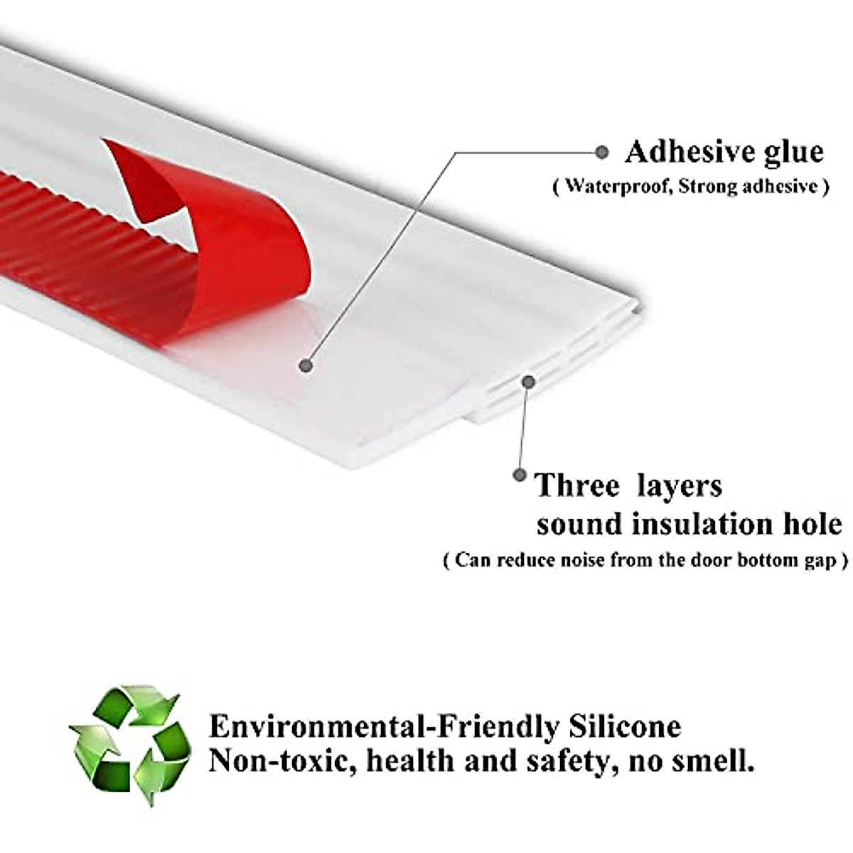 MsKitchen 2 Pack Door Draft Guard Under Door Stopper Door Sweep Insulator Door Blocker Door Soundproofing, Wind Proof, and Dust Proof Strong Adhesive Door Bottom Seal 2”W x 39”L White