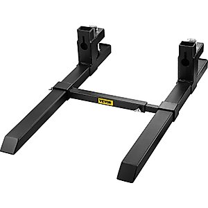 BestEquip Pallet Forks 1500lbs Capacity, Tractor Forks 43 inch Length, Clamp on Bucket Forks w/Adjustable Stabilizer Bar, Fork Loader Attachment for Skid Steer, Tractor Forks for Agriculture and Farm