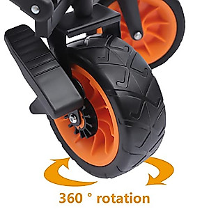 Collapsible Foldable Wagon with Brakes, Heavy Duty Utility Wagon Cart, Large Capacity Grocery Wagon for Camping Garden Beach Shopping,Handle Adjust