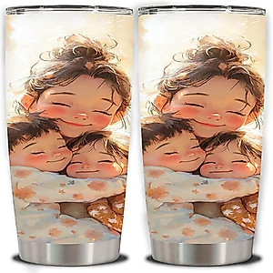 FOCIUZTA 20oz Watercolor Family Love Design Tumbler with lid, Travel Coffee Cup, Ideal for Easter, Mother Day, and birthday gifts