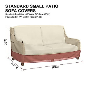 【Upgraded】 Heavy Duty 600D Patio Furniture Sofa Covers, U-COMSO 2-Seater Outdoor Furniture Cover Waterproof for Sofa Loveseat Couch (60" W×34" D×30" H)