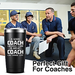 KIKERRO Best Soccer Coach Gifts for Men, Football, Softball, Swim, Basketball, Cheer - Funny Gift Idea for Appreciation, Christmas, Birthday, 20oz Insulated Coach Tumbler, Black