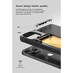 VRS DESIGN Damda Glide Pro Phone Case for iPhone 14 Pro, Sturdy Semi Auto Wallet [4 Cards] Case Compatible for iPhone 14 Pro Case (2022) (Groove Black)