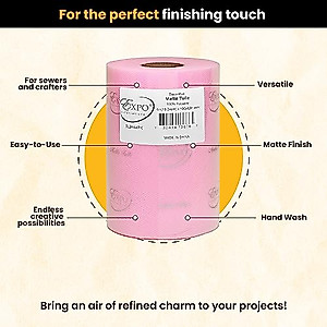 Expo International Decorative Matte Tulle, Spool of 6 Inches X 100 Yards, Polyester-Made Tulle Fabric, Matte Finish, Lightweight, Versatile, Washable, Easy-to-Use Pink