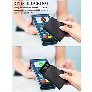 Minimalist Wallets for Men,Slim Wallets for Men,Pop Up Wallet,Credit Card Leather Minimalist Wallet,Minimalist Wallet for Business Men,Carbon Fiber Leather,Men's Wallets,RFID Blocking Protection