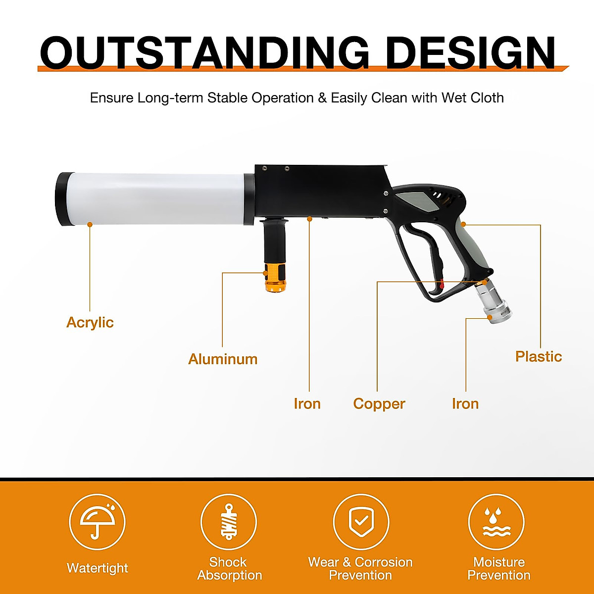 TFCFL CO2 Fog Machine Handheld CO2 Jet Machine CO2 Fog Gun LED RGB Mixed CO2 Spray Cannon DJ Effects Smoke Machine for Concert Party Bar Club