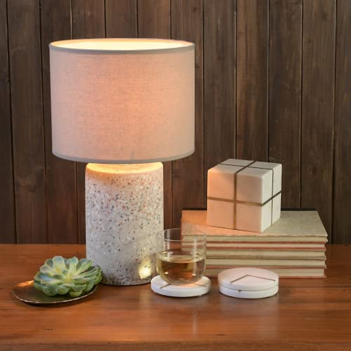 Hand Carved Natural White Marble Coasters - Set of 4 Half Mango Wood or Half Brass - Round Marble Coasters Set for Drinks. Brass/Wood & Marble Home Decor - Marble Coaster Set (Marble & Brass)