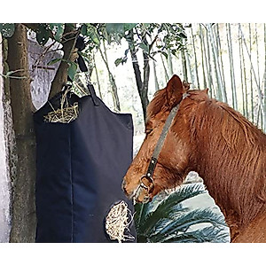 YUBEN Hay Bag Oxford Cloth Waterproof Portable Hay Bag with Metal Ring Adjustable Shoulder Strap Large Large Capacity Hay Bag Suitable for Horses, Sheep, Cow and Rabbits