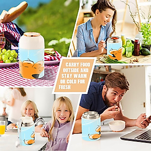 CUPADA Tiger Paw Food Jar for Hot and Cold, Cartoon Glass Insulated Food Jars Vacuum 17OZ with Folding Spoon for Work Trip Picnic Camping