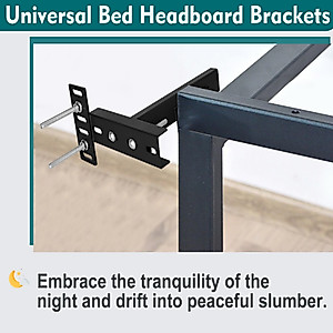 Universal Headboard Bracket, Thickened Black Metal Bed Headboard Bracket, Adjustable Headboard Bracket Kit Wall Mounted with Foot Pedal Extension Kit（2 Pcs），3-Year Warranty