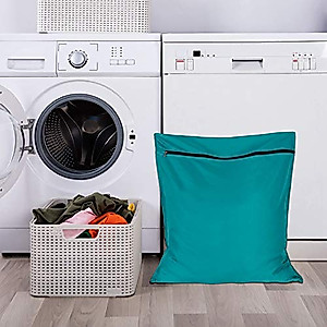 AUXSOUL 1 Pack Pet Laundry Bag, Stops Pet Hair Blocking The Washing Machine, Big Size Wash Bag Ideal for Dog Cat Horse, Hair Remover Safely, 25.8’’ 27.8’’ (65 X 70cm)(Lake Blue)