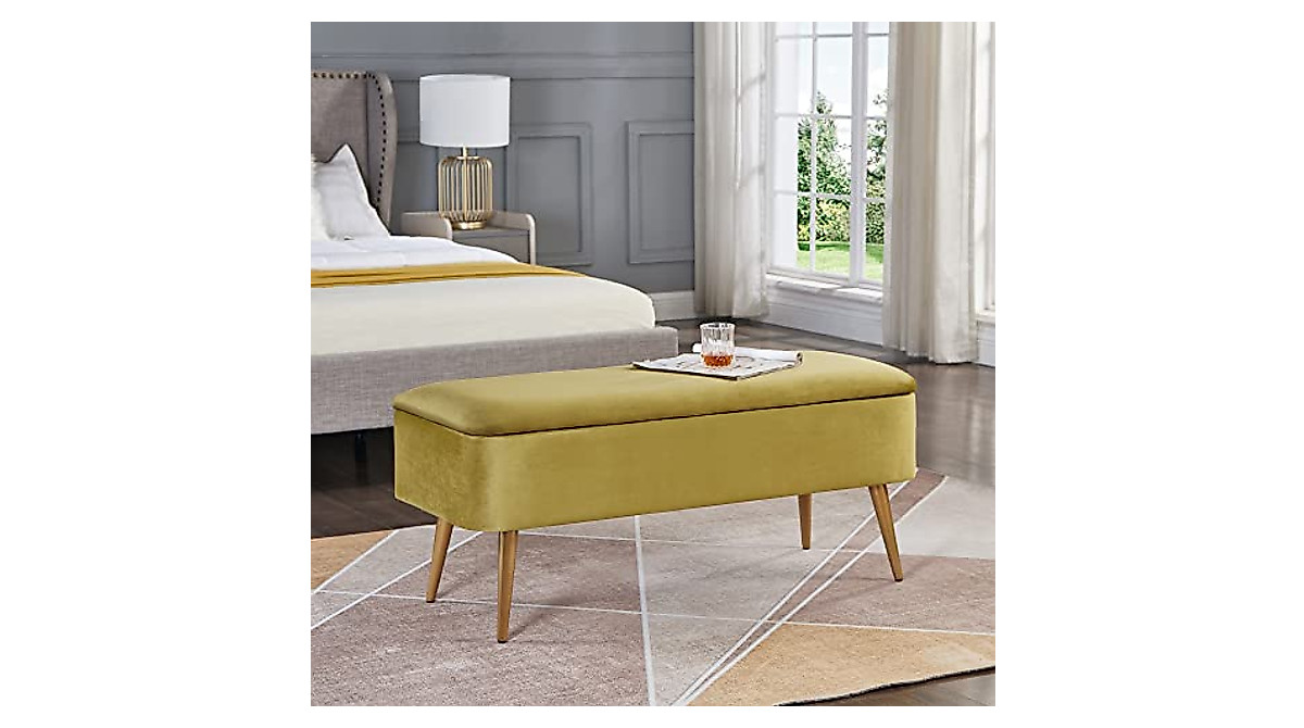 Elegant Avocado Green Upholstered Bench | Ball & Cast