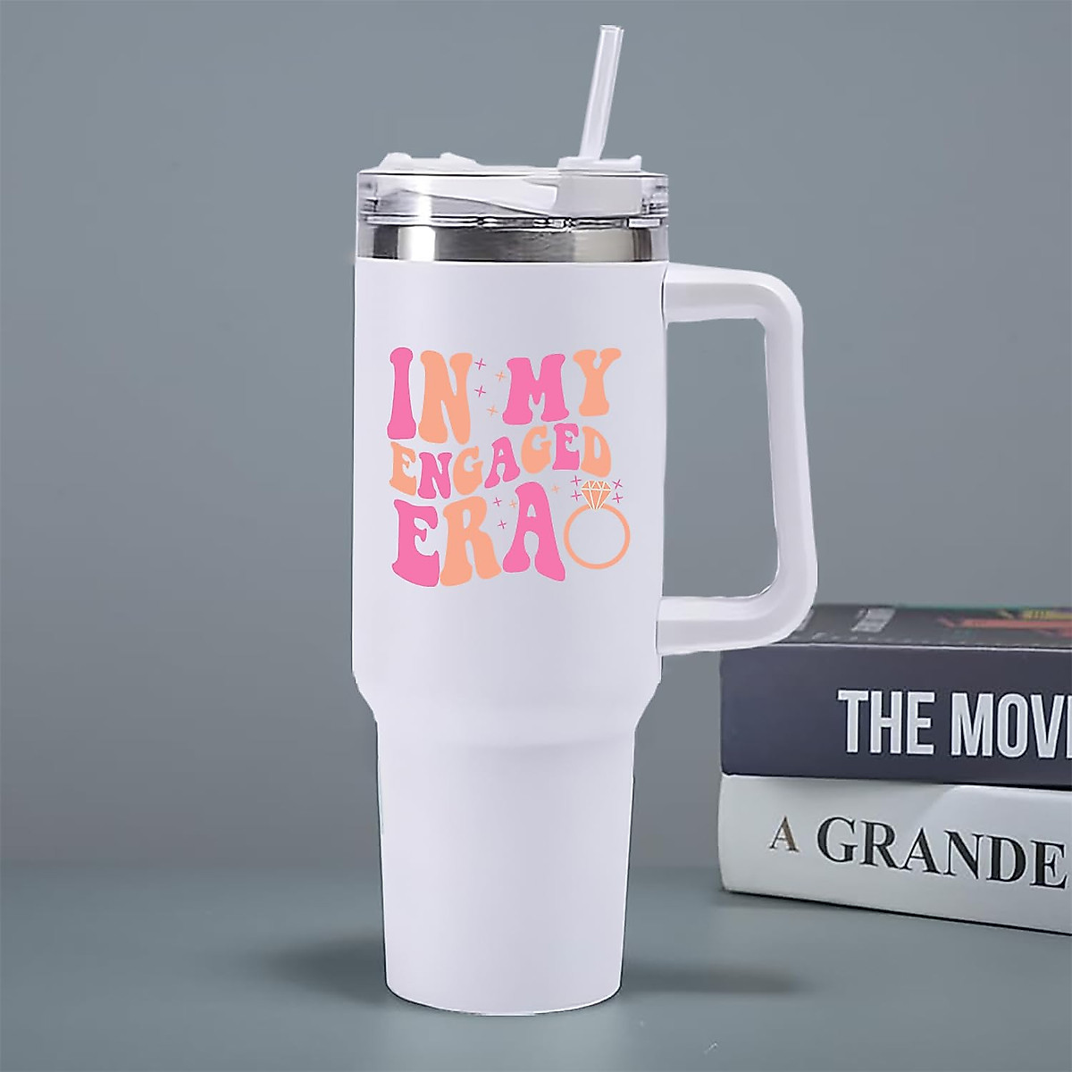 In My Engaged Era Tumbler - 40 oz Insulated Cup with Handle & Straw - Bride to Be Gifts, Engagement Gifts for Women, Newly Engaged Gifts, Funny Fiance Coffee Mug, Wedding Bridal Shower Present