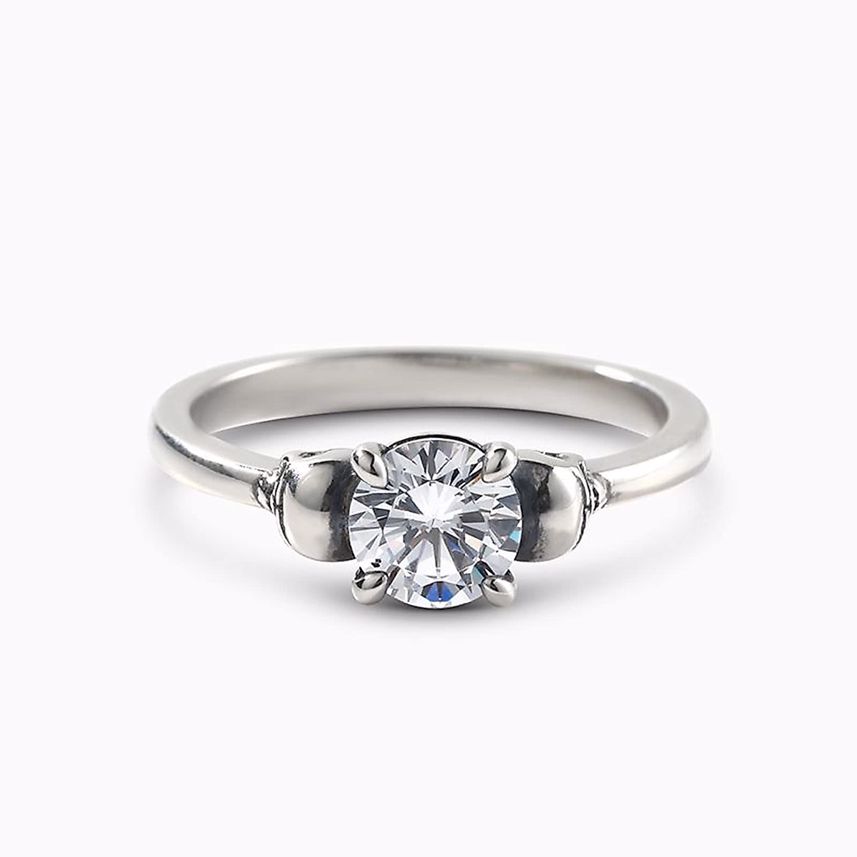 Jeulia Gothic Black Skull Rings Sterling Silver Round Cut Diamond Punk Rings Band Halloween Jewelry for Women Teen Girls CZ Solitare Engagement with Gift Box (Two Skull, 5.5)