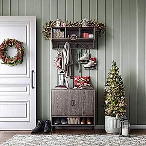 RiverRidge Woodbury Collection Shoe Organizer Cabinet, Dark Weathered Woodgrain