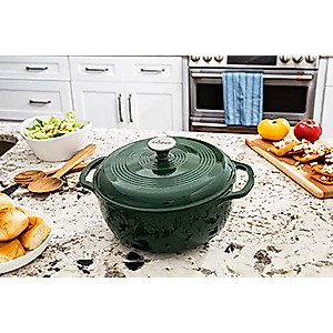 Lodge Enameled Cast Iron Dutch Oven, 6 Qt, Evergreen & Enameled Cast Iron & Ceramic Stoneware Care Kit