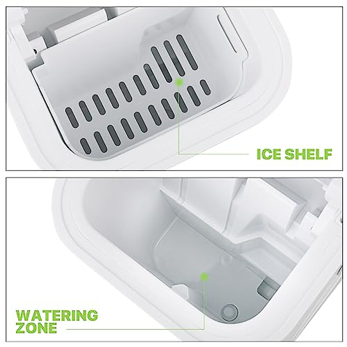 Magshion Compact Countertop Ice Maker, Portable Ice Machine with Handle, 8 Ice Cubes Ready in 8 Mins, 26lbs in 24Hrs, Ice Cube Maker with Ice Scoop for Home Kitchen Office Party RV, White