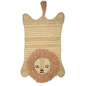 Crane Baby Safari Nursery and Toddler Room Décor, Wool Floor Rug for Boys and Girls, Lion Shape, 23" x 36"