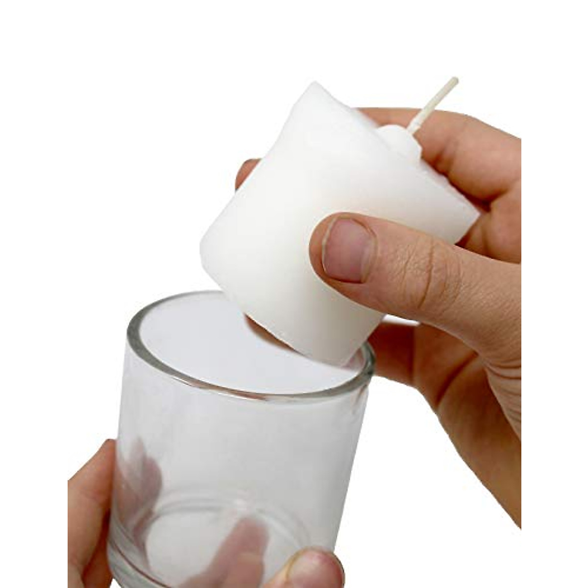 White Votive Candles in Clear Glass Jar 24 Hour Long Burning Time Decorative 1 Day Candle Cups Unscented for Dinner Wedding Centerpieces -6 Pack