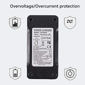 24V 5A Battery Charger, 24BC5000TF-1, Jazzy charger Adapter for Lakematic 3-Pin Male XLR Connector for Jazzy 1107,1121, 1121 HD, 614, 614 HD