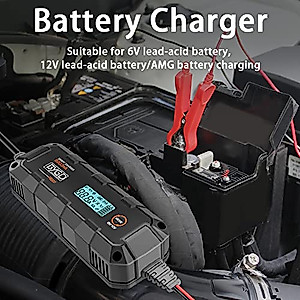 Portable Car Battery Charger Automotive 6V 12V Battery Charger Maintainer Fast Car Charger Smart Battery Chargers with LCD Display Trickle Charger for Car