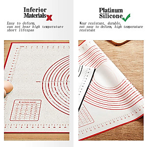 Pastry Mat for Rolling Dough, WeGuard 20“x16” Silicone Pastry Kneading Mat Board with Measurements Marking BPA Free Food Grade Non-stick Non-slip Rolling Dough Baking Mat