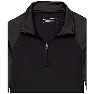 Under Armour Girls' Standard Tech Graphic Half-Zip T-Shirt, (003) Black / / White, Youth Medium