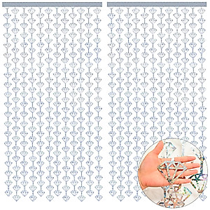 KatchOn, Holographic Silver Foil Diamond Curtains - 3.4x6.5 Feet, Pack of 2 | Diamond Backdrop Curtain | Silver Diamond Garland, Denim and Diamonds Party Decorations | Bachelorette Party Decorations