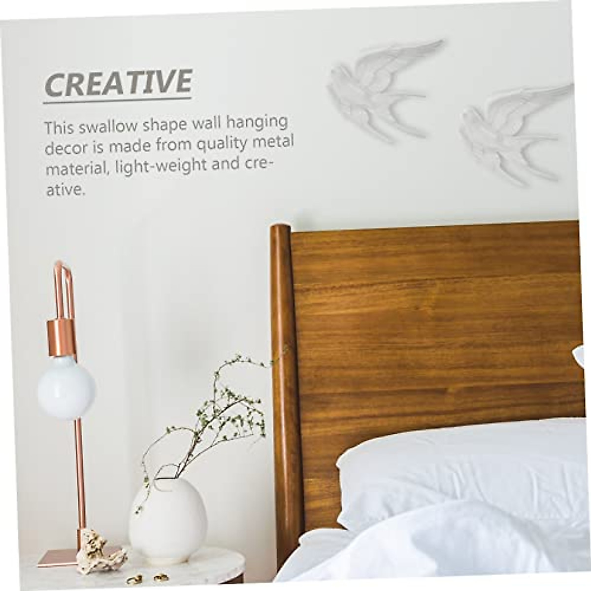 Metal White Sparrow Wall Decor: Large Flying Bird Wall Art Swallow Wall Mount Hanging Figurine 3D Aninal Sculptures for Garden Home Bedroom Living Room