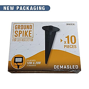 DEMASLED 10 pcs Metal Ground Stake for 10W - 20W LED Flood Light Holder 6.6 in - 16.8cm for Outdoors, Gardens and Yard