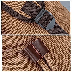 Yookeyo Canvas Flap Drawstring Backpack School Bag Travel Bag for Middle School