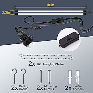 BBOUNDER 8 Pack Linkable LED Utility Shop Light, 4 FT, 4000 LM, 48 Inch Integrated Fixture for Garage, 40W Equivalent 250W, 5000K Daylight, Surface + Suspension Mount