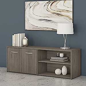 Bush Business Furniture Studio C Low Storage Cabinet with Doors and Shelves, Modern Hickory