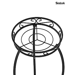 Bextcok 27inch Tall Metal Plant Stand Rustproof Decorative Wrought Iron Flower Pot Rack 2 Tier Supports for Small Double Plants Indoor Outdoor Patio Corner Garden, Black