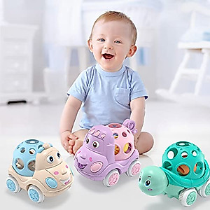 BeAndge Baby Car Toys, Babies Toy Cars for Baby Boy, Girl Rattle & Roll Truck for Infant Boys Toddler Girls, Push and Go Trucks for 1 2 Year Old, Preschool Learning Gift for Toddlers Infants 18 Months