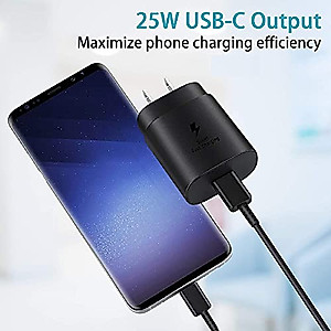 Samsung Super Fast Charging,25W USB C Wall Charger Block with 5FT Type C Cable Compatible Samsung Galaxy S22/S22+/S22Ultra/S21/S21+/S20/S20+/S10/S10e/S9/S9 Plus/S8/S8 Plus/Note 20/Note 10/Note 9/Note8