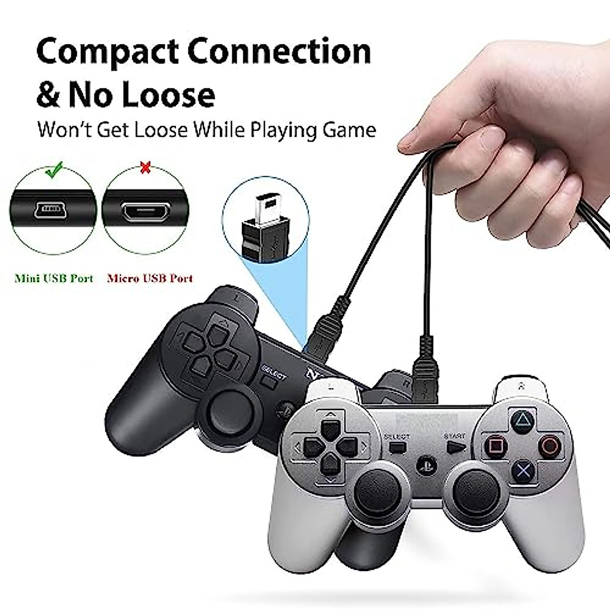 Rzzhgzq 3 Pack 10ft PS3 Controller Charger Cable Charger for Sony Playstation 3 / PS-3 Slim SixAxis Controller,PS3 Charging Cord,PS Move DualShock 3 Remote Charge Wire,Digital Camera, TI84 Plus CE