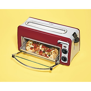 Hamilton Beach Oven with 2-Slice Toaster Combo, Ideal for Pizza, Chicken Nuggets, Fries and More (22703H), Red