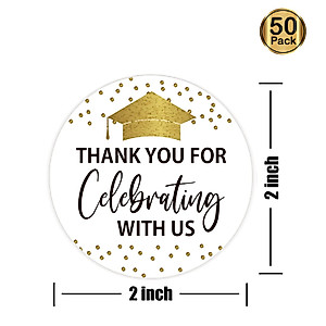 Thank You for Celebrating with Me Stickers, Graduation Favor Stickers, Birthday Favor Stickers, 50 Pieces, 2"