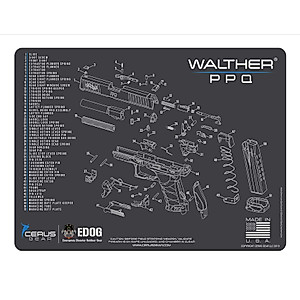 EDOG PPQ Range Warrior 27 Pc Gun Cleaning Kit - Compatible with Walther PPQ - Schematic (Exploded View) Mat, Range Warrior Universal .22 9mm - .45 Kit & Tac Book Accessories Set