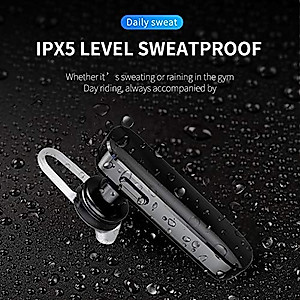 Heave 1Pc Bluetooth Earpiece Wireless Bluetooth V5.0 Headset,Single Ear Hook Bluetooth Earphone Handsfree Phone Headphone with Noise Cancelling Mic for Business Driving White