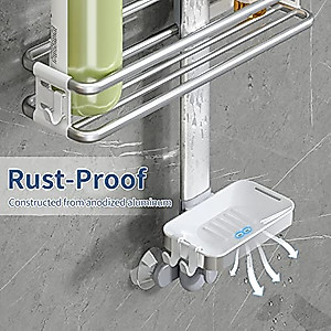 Kitstorack Shower Caddy Over Shower Head,3 Tier Aluminum Bathroom Hanging Shower caddy,Bathroom Accessories Storage Rustproof Shower Shelves with Soap Holder Razor Holder for Bathroom Organizer