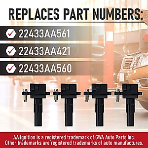 Ignition Coil Pack Set of 4, Compatible with Subaru Impreza WRX, WRX Wagon - Replaces 22433AA561, 22433AA421, 22433AA560-2002, 2003, 2004, 2005 models