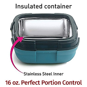 Lunch Box ~ Pinnacle Insulated Leak Proof Lunch Box for Adults and Kids - Thermal Lunch Container With NEW Heat Release Valve, 16 oz (Blue)