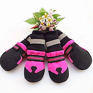 UKCOCO Pet Accessories 1 Set Pet Dog Warm Shoes Stylish Outdoor Dog Boots Anti- Slip Pet Dog Walking Shoes Comfortable Pet Dog Boots Cool Pet Dog Shoes for Autumn Winter Wearing Rosy Size S