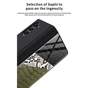 XIMAND for Samsung Galaxy Z Fold 5 5G Case with S-Pen Holder Pocket, Kickstand,Luxury Flip Plating Shockproof Glass Hybrid Leather All-Inclusive Flip Cover.(Grey)